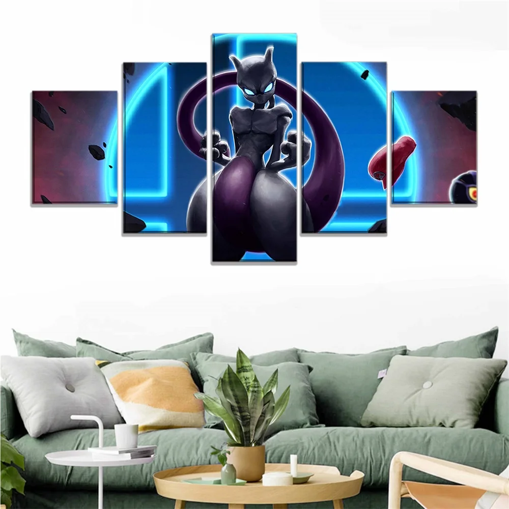 Pokemon Mewtwo Painting Canvas Wall Art Poster - KawaiiMerch.com