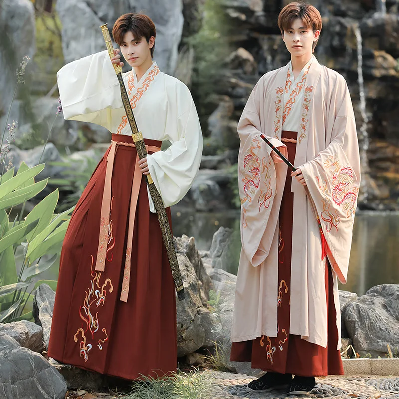 2021 Retro Dragon Embroidery Hanfu Men Tang Dynasty Adult Swordsman ...