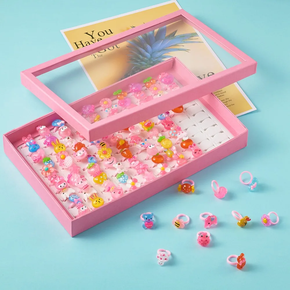 Cute-Children-s-Day-Jewelry-Plastic-Kids-Ring-Girl-Resin-Rings-Mixed ...