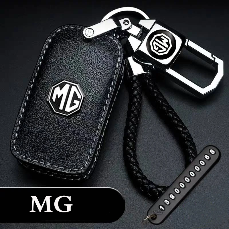 Dedicated Leather car key case cover car keychain For MG MG6 MGZS MG3 ...
