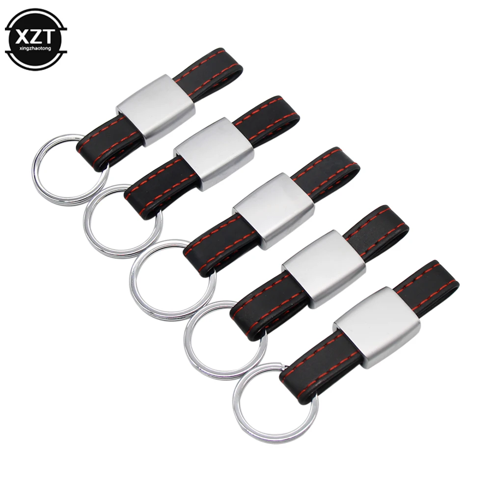 Black Red Auto Leather Key Chain Key Ring Car Keychain Keyring Holder ...