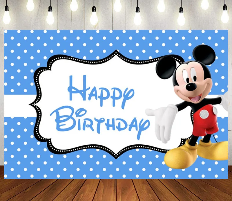 Blue Mickey Mouse Round Backdrop,Custom Kids 1st Birthday Party ...