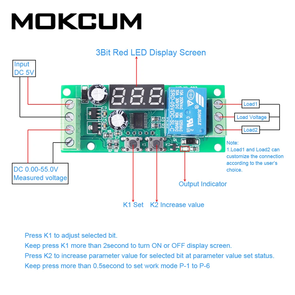 Battery-Voltage-Detector-Voltage-Switch-Relay-Controller-Module-DC-0V-55V-Voltage-Monitor-LED ...