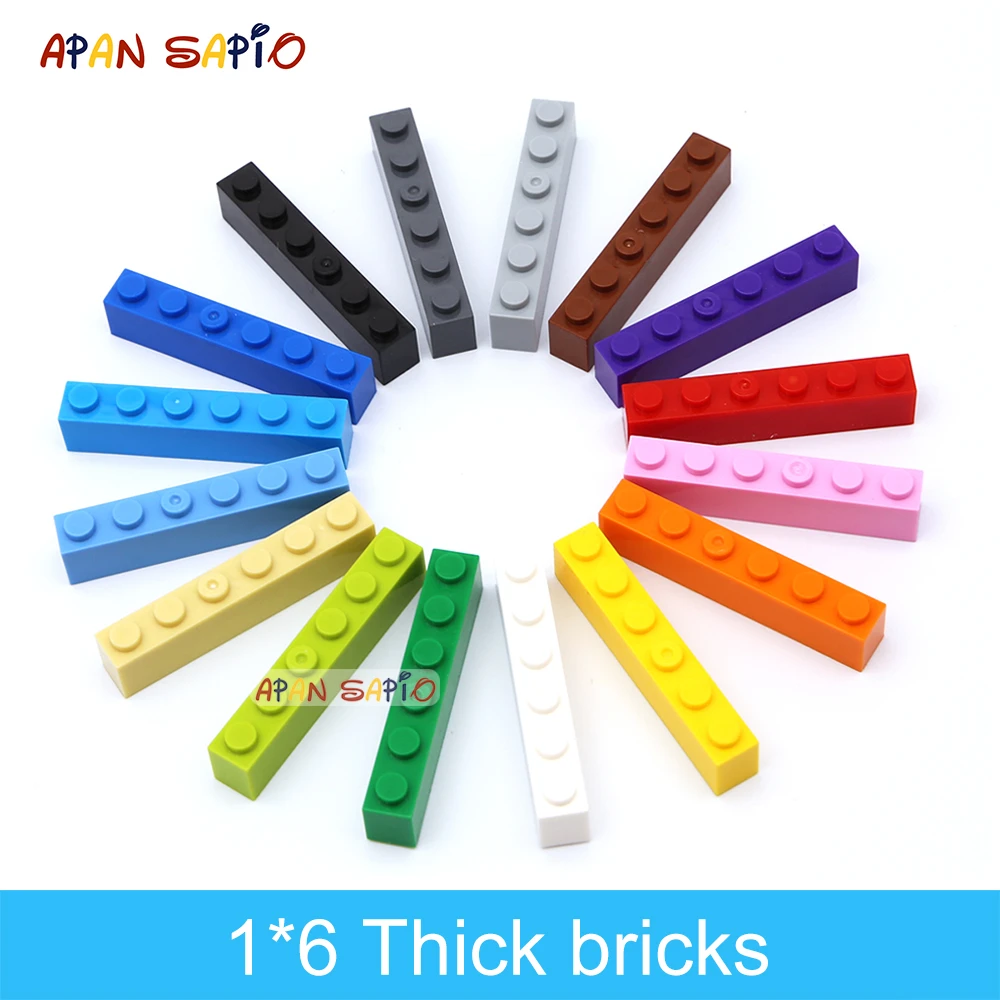 40pcs Diy Building Blocks Thick Figures Bricks 1x6 Dots Educational ...