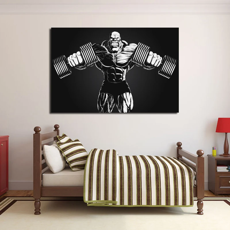 Bodybuilders Black White HD Wallpapers Canvas Painting Print Bedroom ...