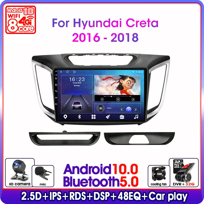 Android 10.0 Car Radio For hyundai Creta ix25 2016 2018 2din 8 core multimedia player GPS ...