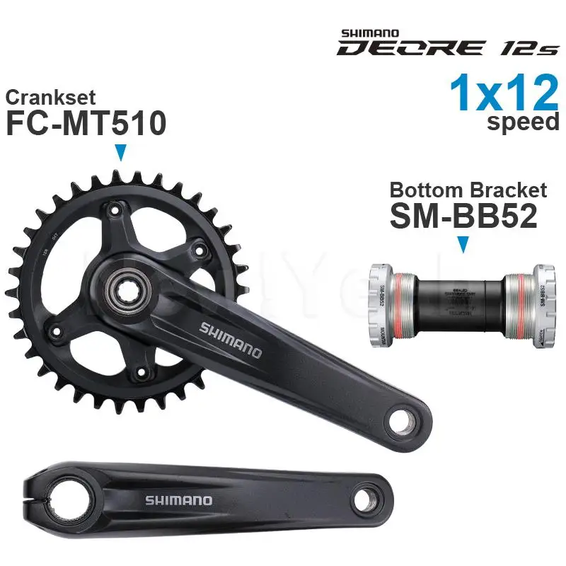 Shimano-Deore M6100 Groupset, 12 velocidades, MT510, Crankset, 177mm, fator Q, suporte inferior ...