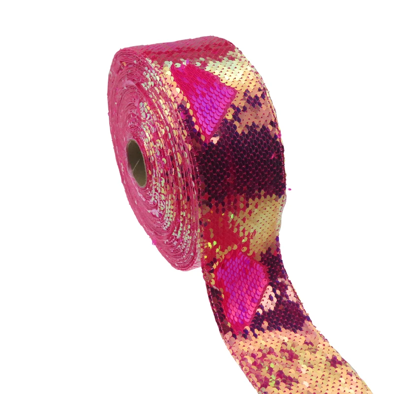 BOCA 50 yards 3 inch 75mm Shiny rose red Reversible spangle sequin ...