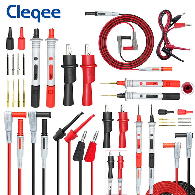Cleqee P1308b 18pcs Test Lead Kit 4mm Banana Plug To Test Hook Cable ...