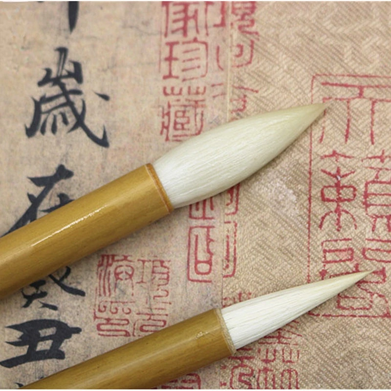 Chinese Bamboo Calligraphy Brushes Pen Set Woolen Soft Hair Lian Brush ...