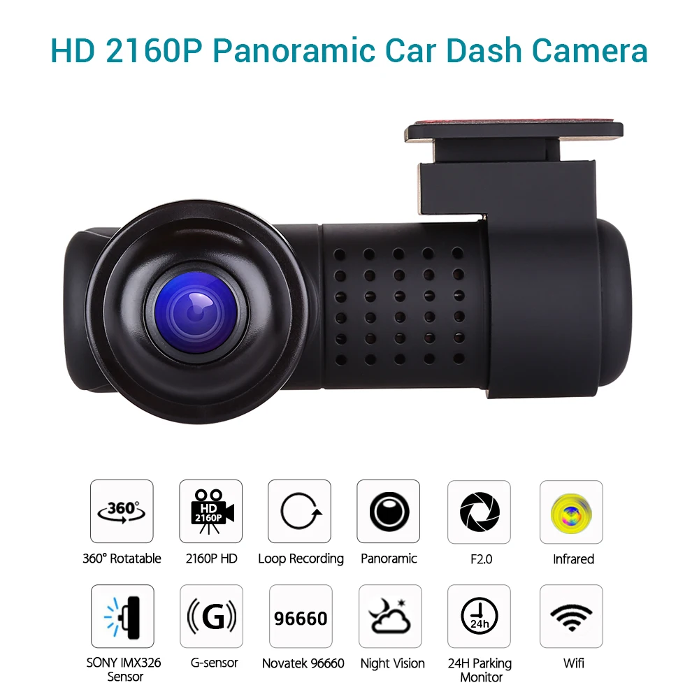 Car WIFI DVR HD Camera L9 Dash Cam 360 Degree Panoramic 2160P Sony ...