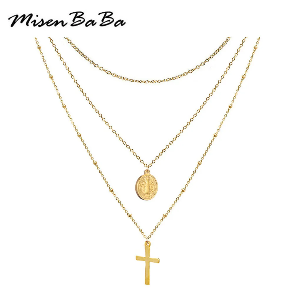 Catholic-Church-Jesus-Necklaces-Stainless-Steel-Multi-Layered-Cross ...