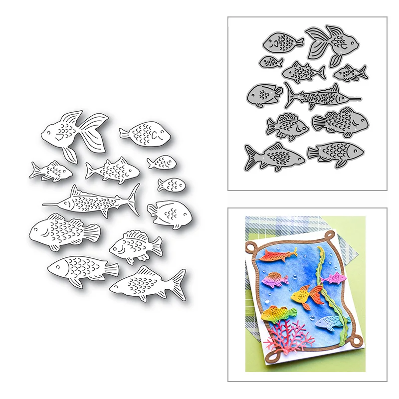 New-2021-Beautiful-Shoal-of-Fish-Metal-Cutting-Dies-for-DIY ...