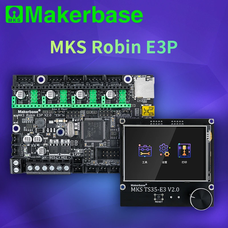 Makerbase MKS Robin E3P 32Bit Control Board mit 3,5 tft bildschirm 3D Drucker teile stecker und ...