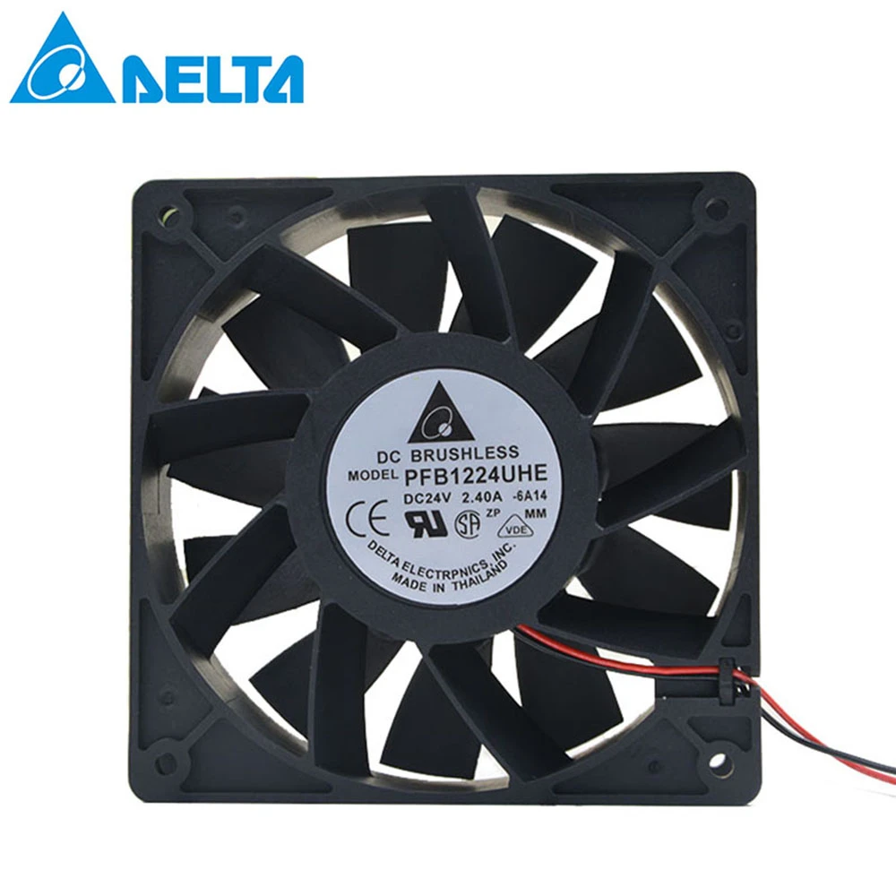 For Delta Pfb1224uhe 12cm 12038 24v 2.40a Two-wire Inverter Cooling Fan ...