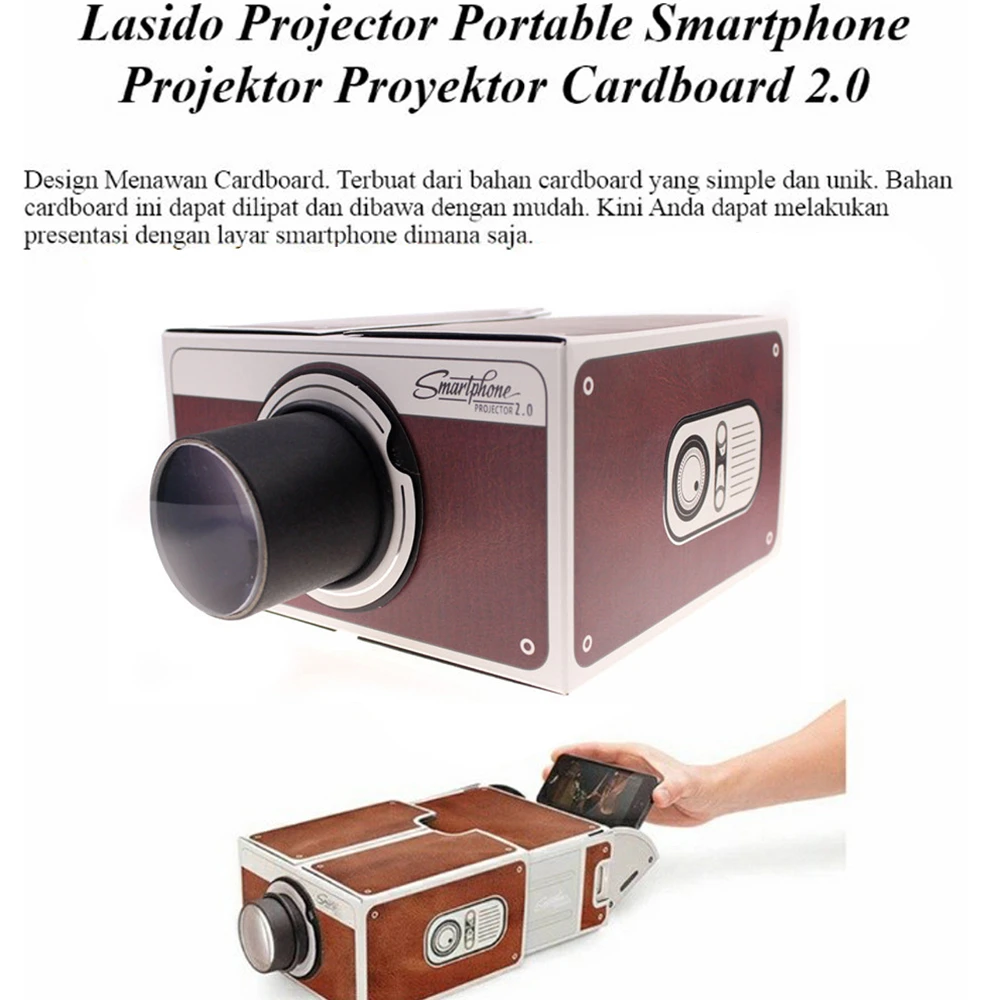 Portable Cardboard Smartphone Projector 2.0 Diy Mobile Phone Cinema ...