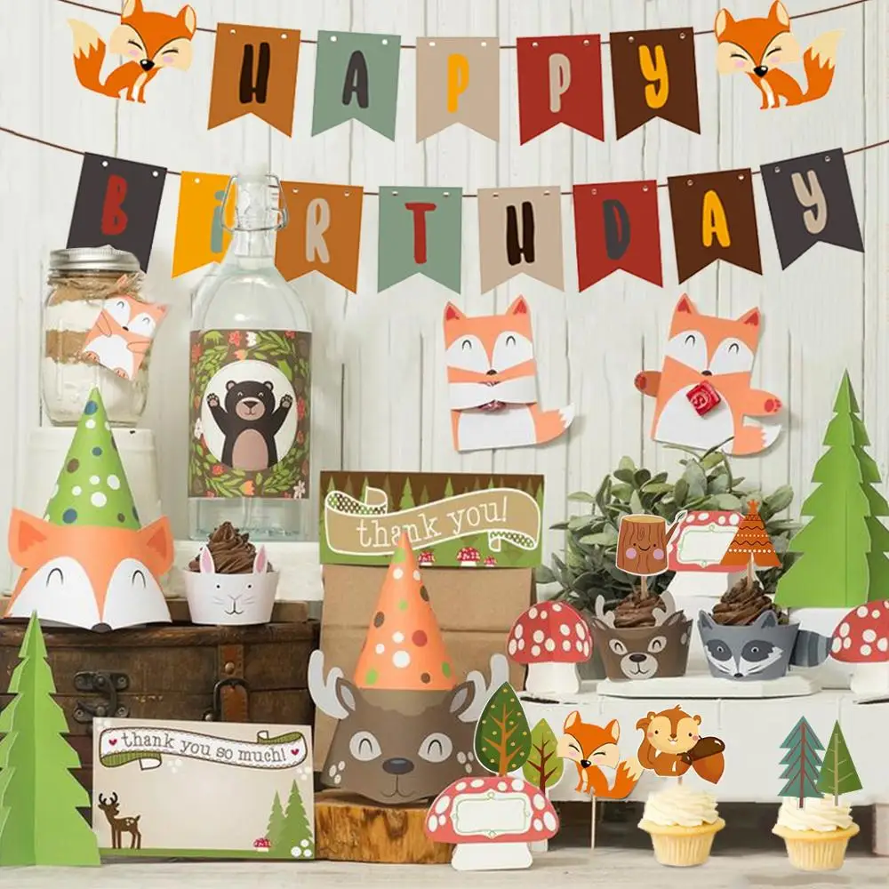 Woodland-Animal-Party-Decorations-Jungle-Safari-Woodland-Birthday-Party ...