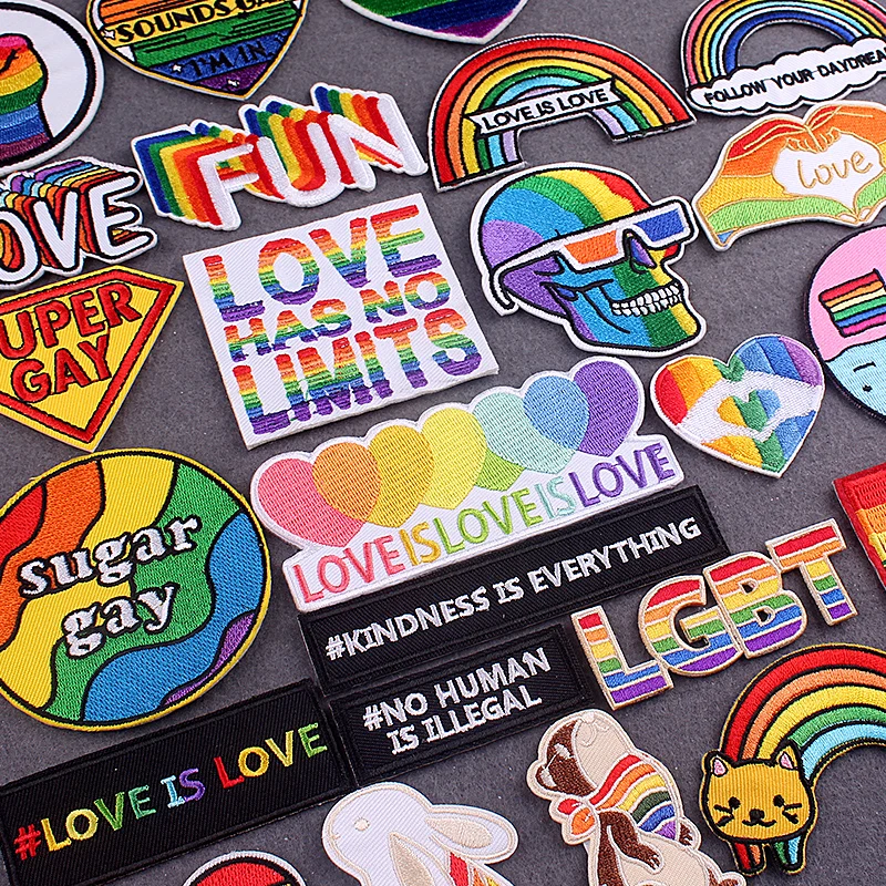 Lgbt Flag Rainbow Patch Iron On Patches For Clothing DIY Gay Pride ...