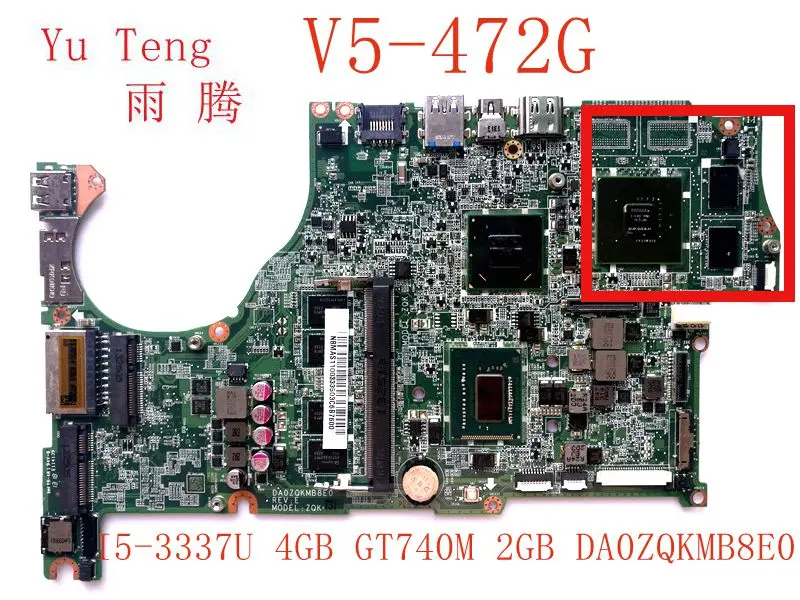 Apropriado para acer V5 472G V5 472 placa mãe do portátil V5 472G I5 3337U 4gb gt740m 2gb ...