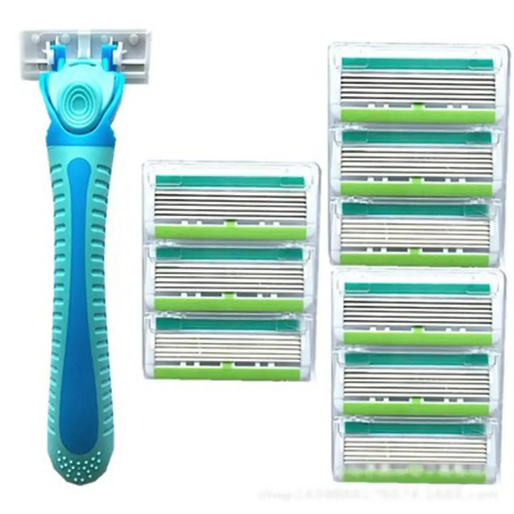 6-layer Stainless Steel Razor Ladies Manual Hair Removal Shaving Blades ...