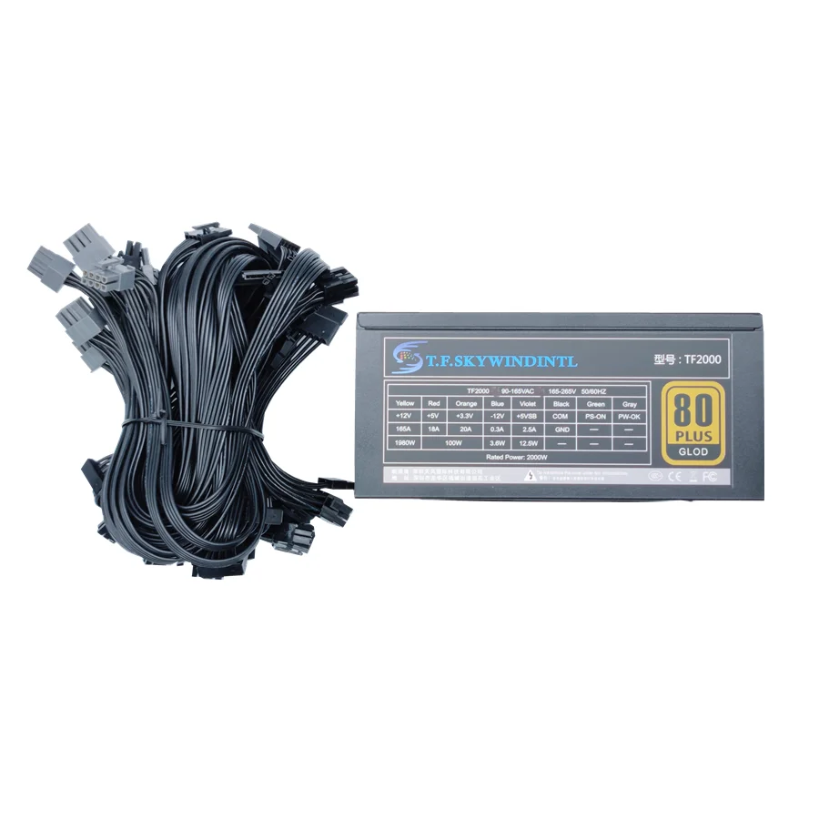2000w power supply mining 2000W PSU Full Modular PC Power Source 90V ...