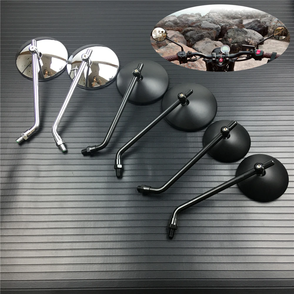 Universal-4-Round-Motorcycle-Rearview-Side-Mirrors-Classic-Retro ...
