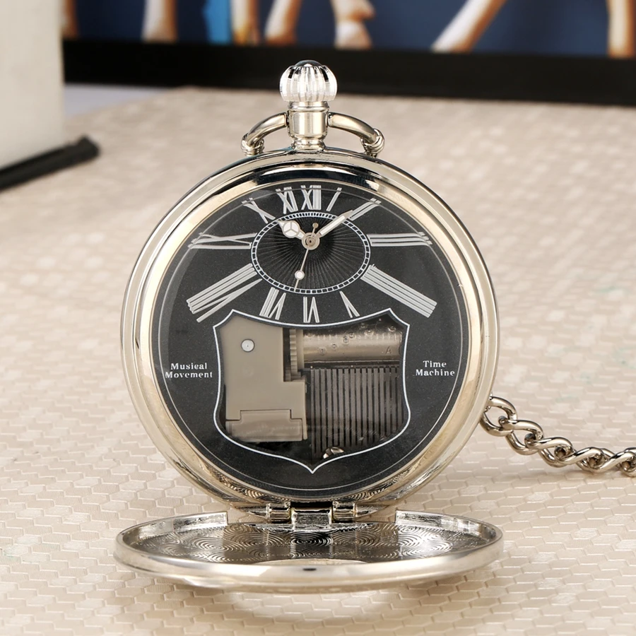Luxury-Silver-Musical-Movement-Pocket-Watch-Quartz-Hand-Crank-Playing ...
