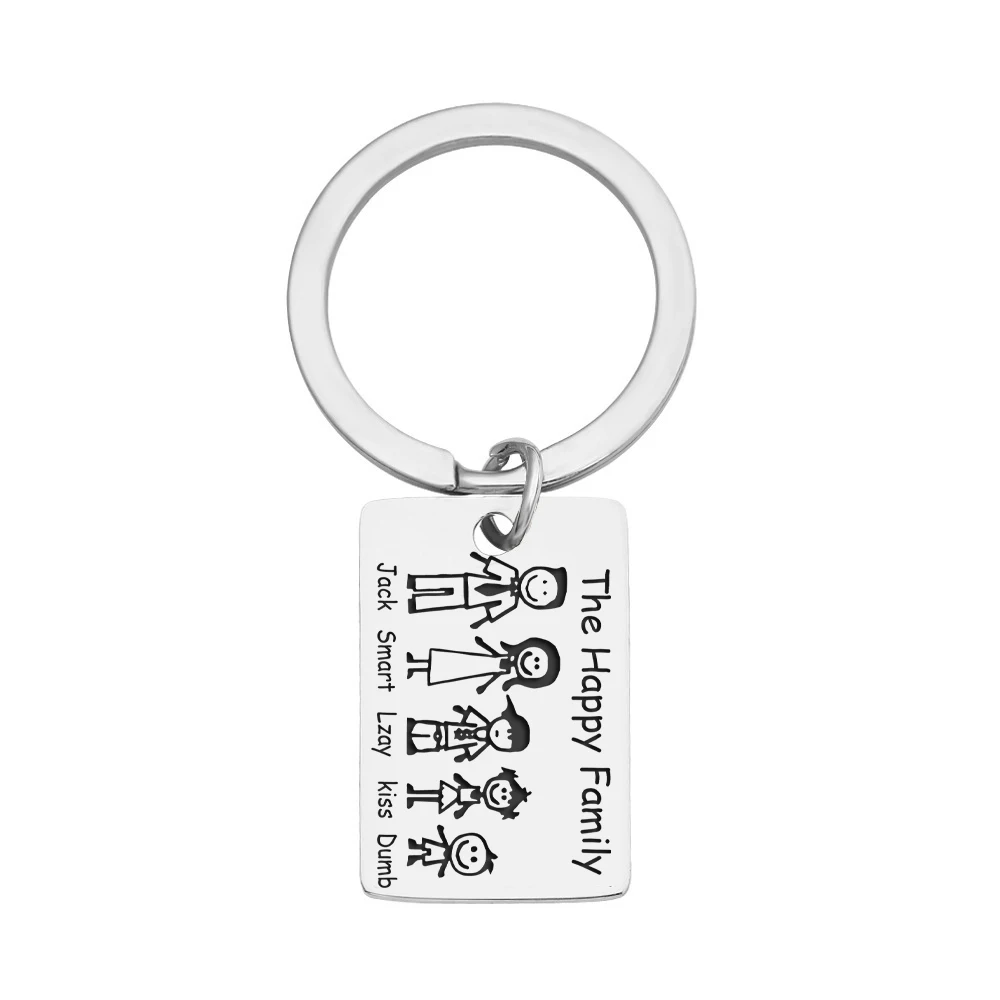 Engraved-Customized-Family-Portrait-Key-Chain-The-Happy-Family-Keyring ...