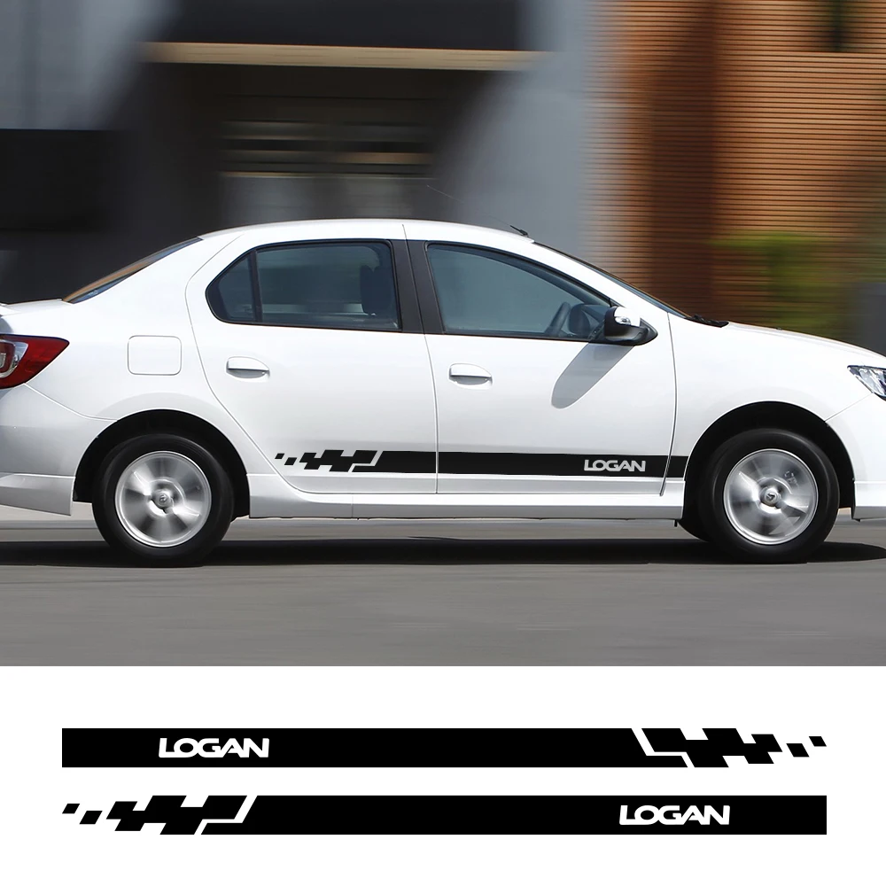2PCS Car Stickers Long Side Stripes For Renault Dacia Logan 2 3 Tuning ...