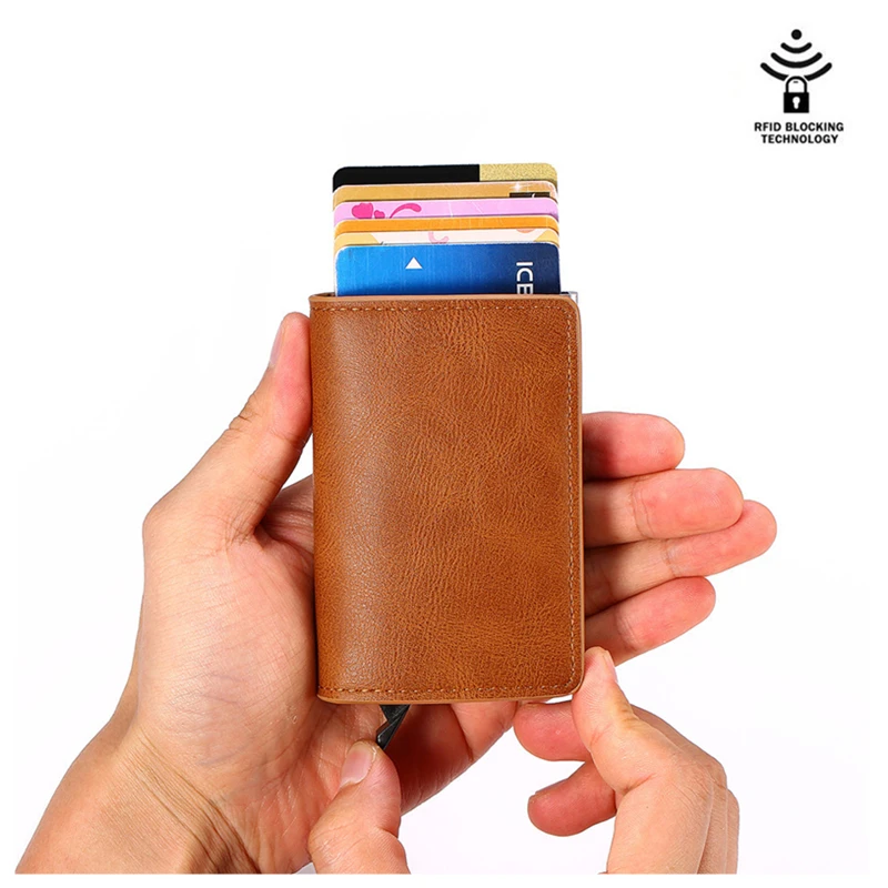 Pu Leather 2020 Rfid Automatic Wallet Credit Card Holder Case Aluminum ...