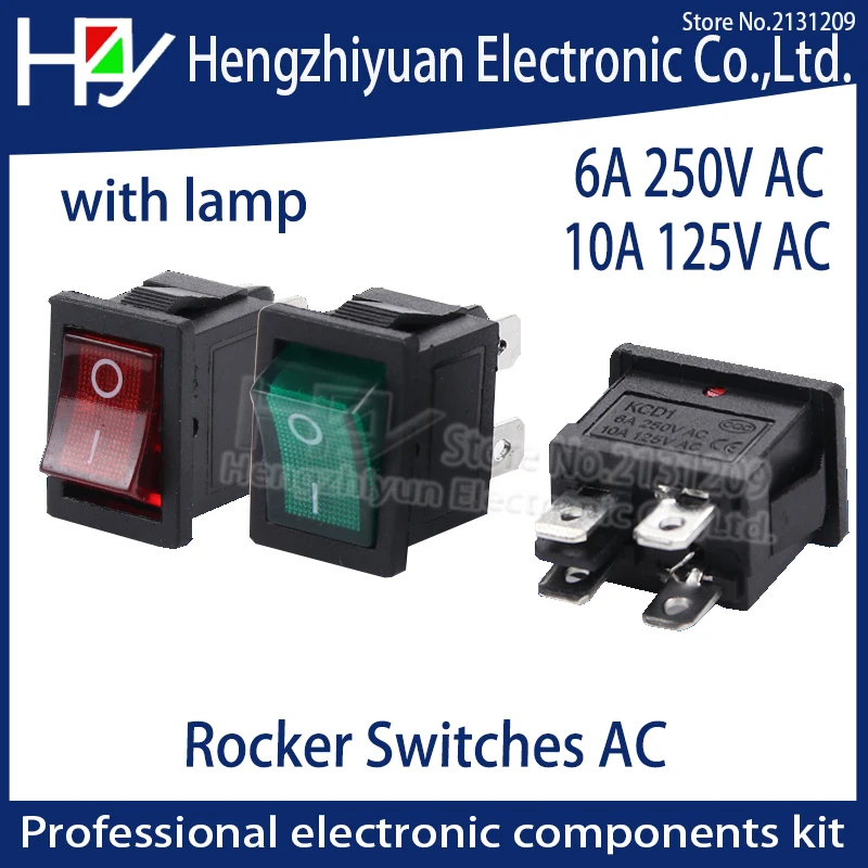 15-20mm-KCD1-LED-Light-SPST-4PIN-ON-OFF-Green-Red-Boat-Rocker-Switch-6A ...