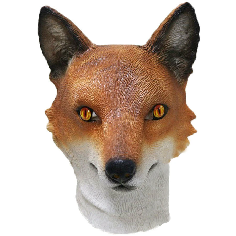 Latex Animal Realistic Red fox Mask Halloween Costume Fancy Dress Props ...