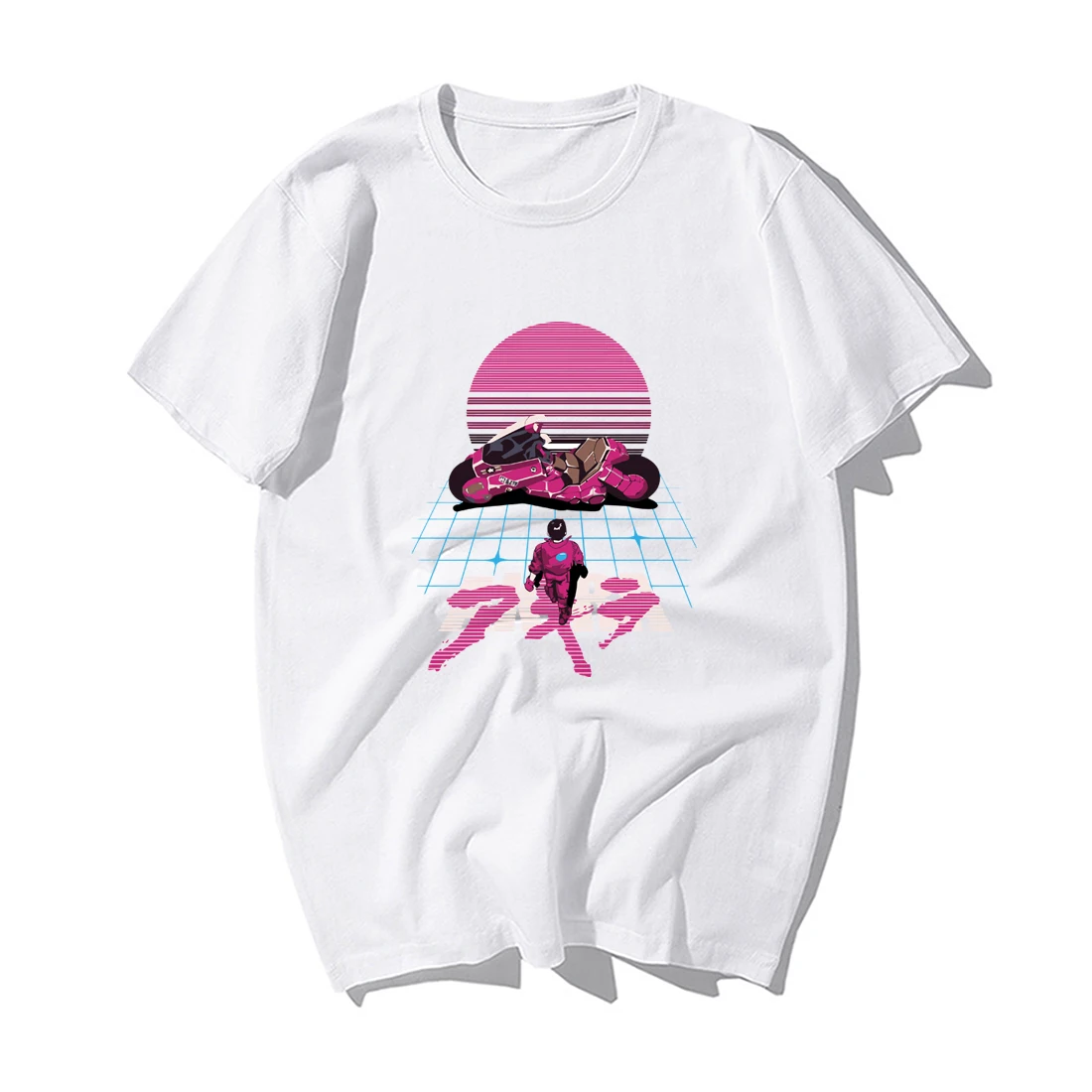Moda Akira Synthwave T camisa de los hombres japoneses camiseta anime ...