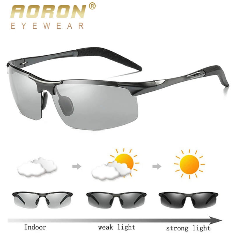 Aoron Men Photochromic Polarized Sunglasses Aluminum Frame Uv400 Sun ...