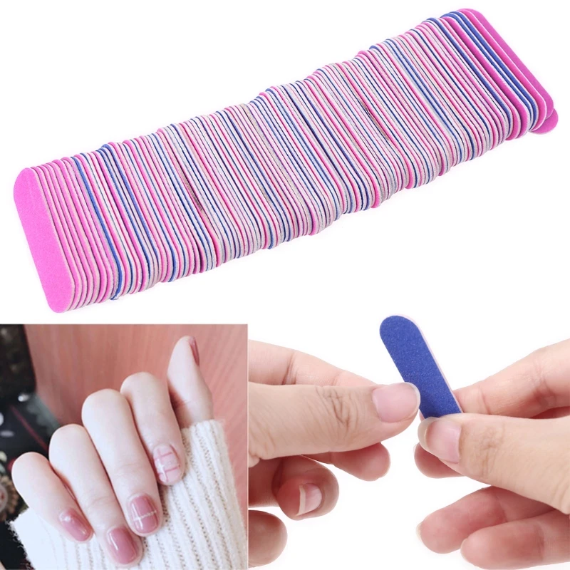 100pcs Double-sided Nail Files Disposable Nail File Set Manicure Tools ...