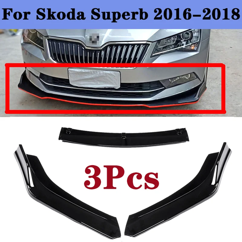For Skoda Superb 2016 2018 3Pcs Front Bumper Spoiler Protector Plate ...