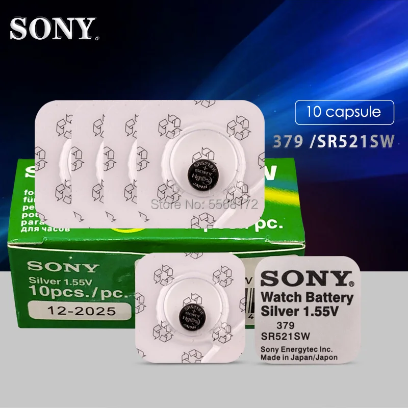 10pc Silver Oxide Watch Battery 379 SR521SW 521 1.55V 100% original ...