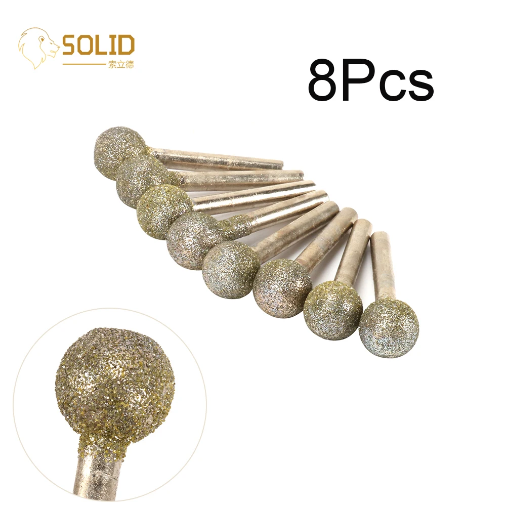 8Pcs 16mm Head 60# Round Ball Shape Diamond Coated Grinding Head ...