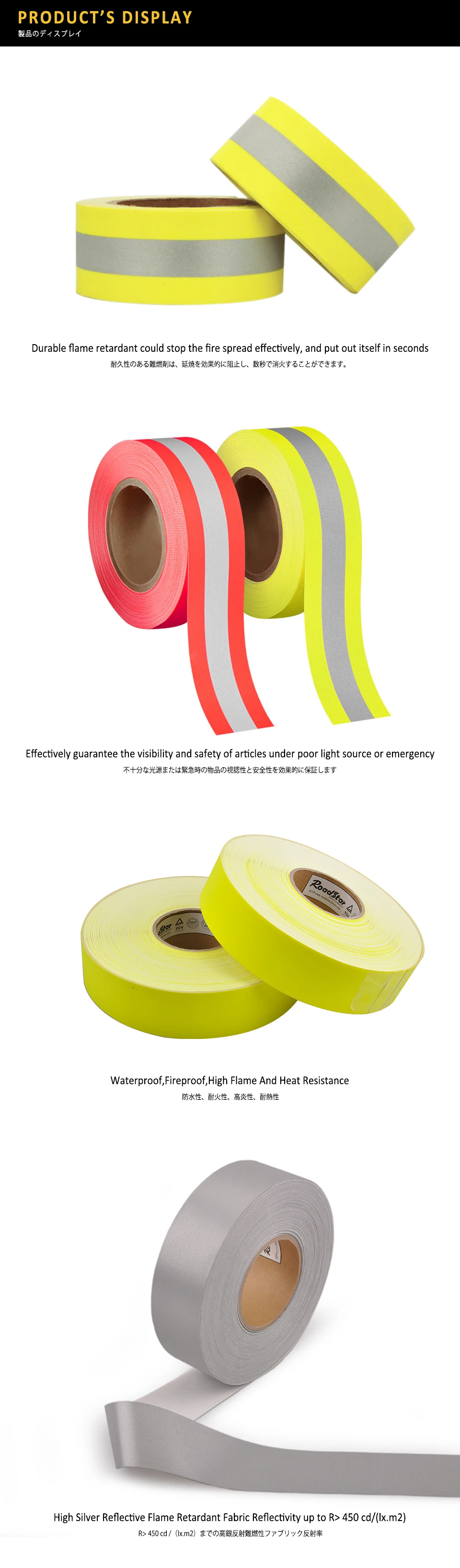 Reflective Flame Retardant Fabric Warning Tape with 100% Cotton Sewing ...