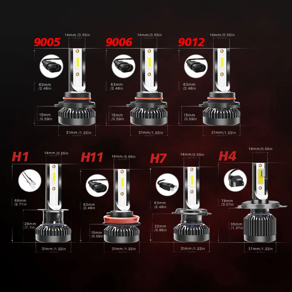 Car Mini LED Headlight Bulbs Kit H4 H11 H7 High Low Beam Headlight Bulb Waterproof 12V 55W 6000K ...