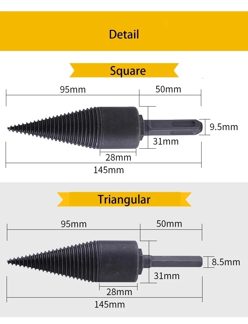 Generic Firewood Chop Wood Drill Bit Splitting Tool Splitting Cone Log ...