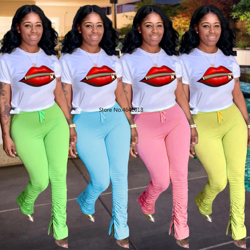 Conjunto de 2 piezas de ropa para mujer, pantalones apilados divididos ...