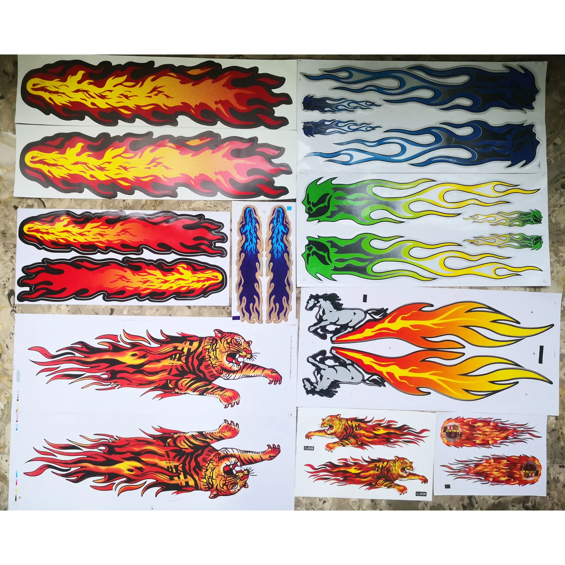 Car-styling 6 Kinds Of PVC Car Sticker Automobile Universal Fire Tiger ...