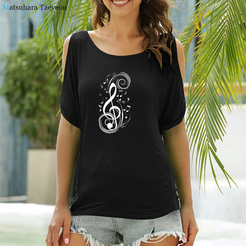 Women-Musical-Note-Graphic-Tshirt-Women-Music-Women-Fashion-New-Top ...