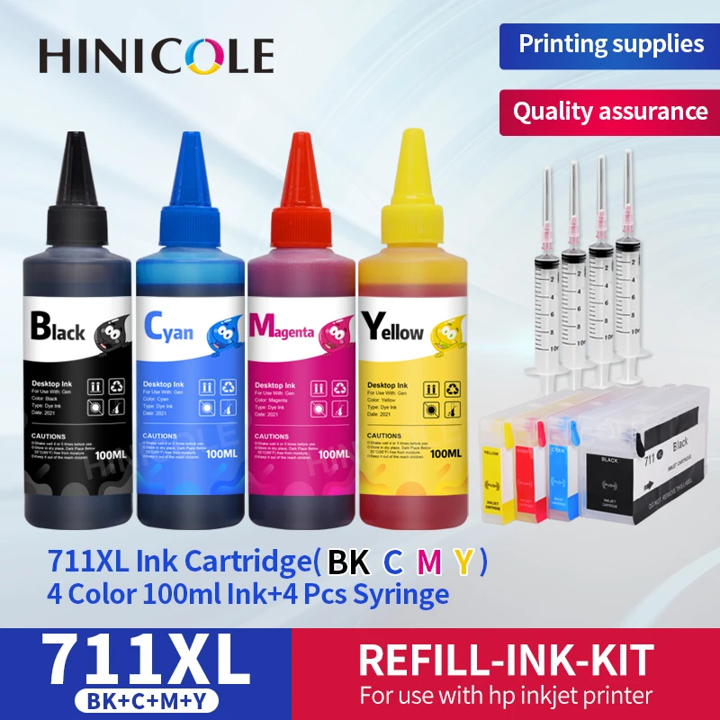 Hinicole Compatible Cartridge Replacement For Hp 711 Xl Refillable ...