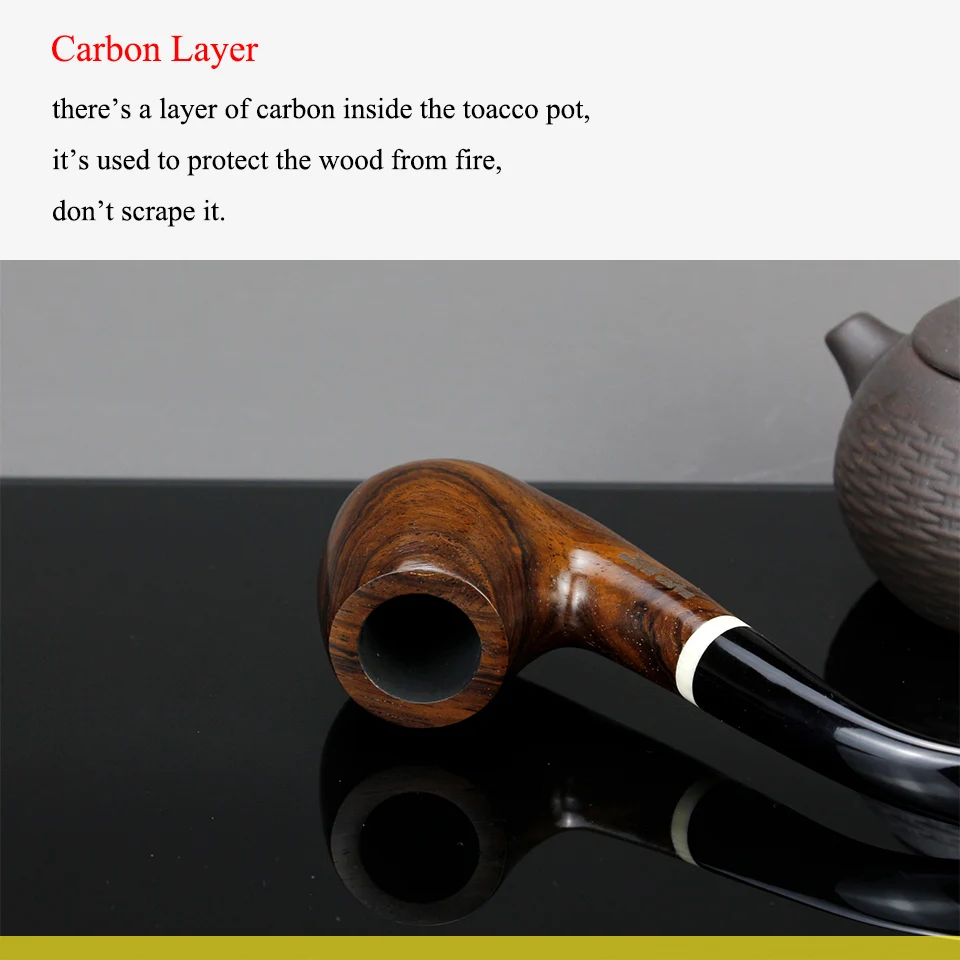 CENDRIER,MX-021--Pipe à fumée en bois'ébène avec filtre de 9mm, qualité ...