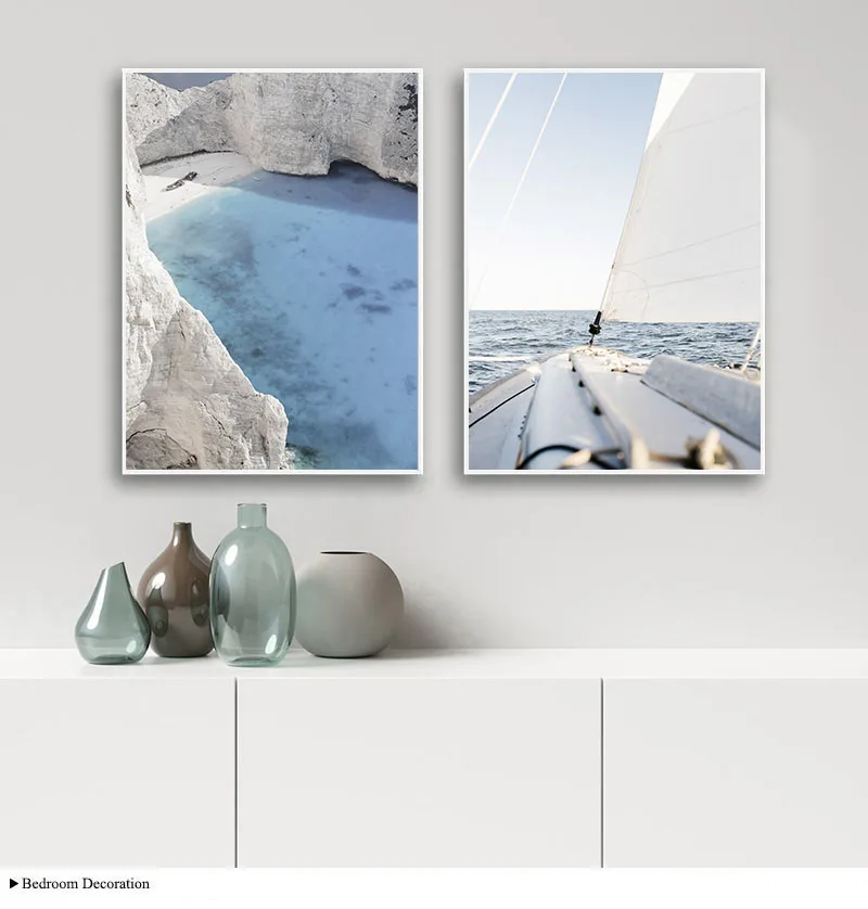 Affiche de voyage, peinture de paysage de la mer egée, tableau d'art ...