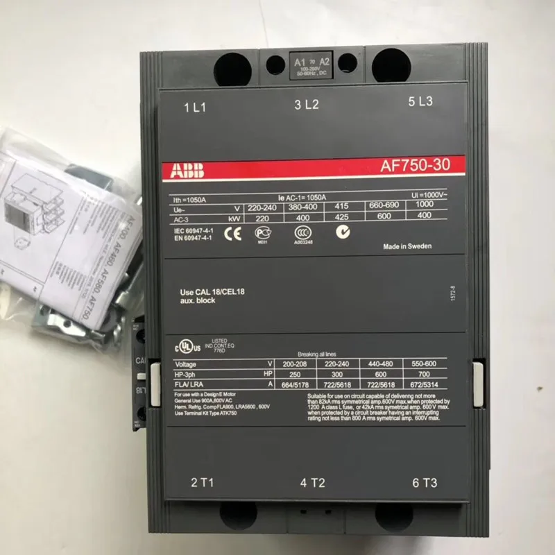 ABB 3-ploe contactors AF series AC/DC operated 1NC+1NO 750A 400kw AF750 ...