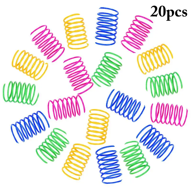 20pcs Cat Spring Toy Plastic Colorful Coil Spiral Springs Pet Action ...