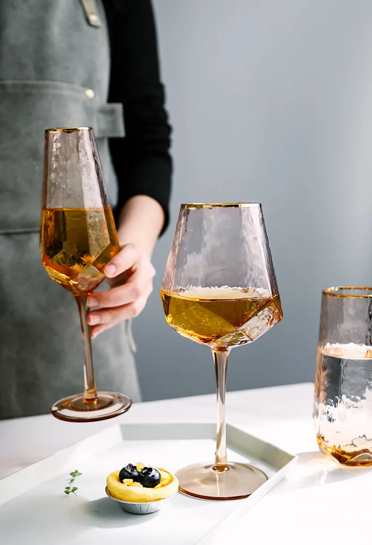 Verres à vinVerre à vin géométrique tasses martelé sans plomb Champagne ...